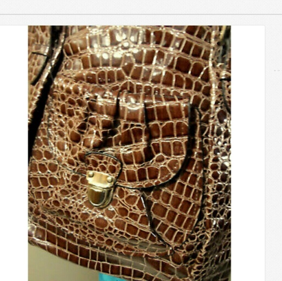 Gal | Bags | Gal Faux Alligator Tote Bag Brown Shoulder Purse | Poshmark